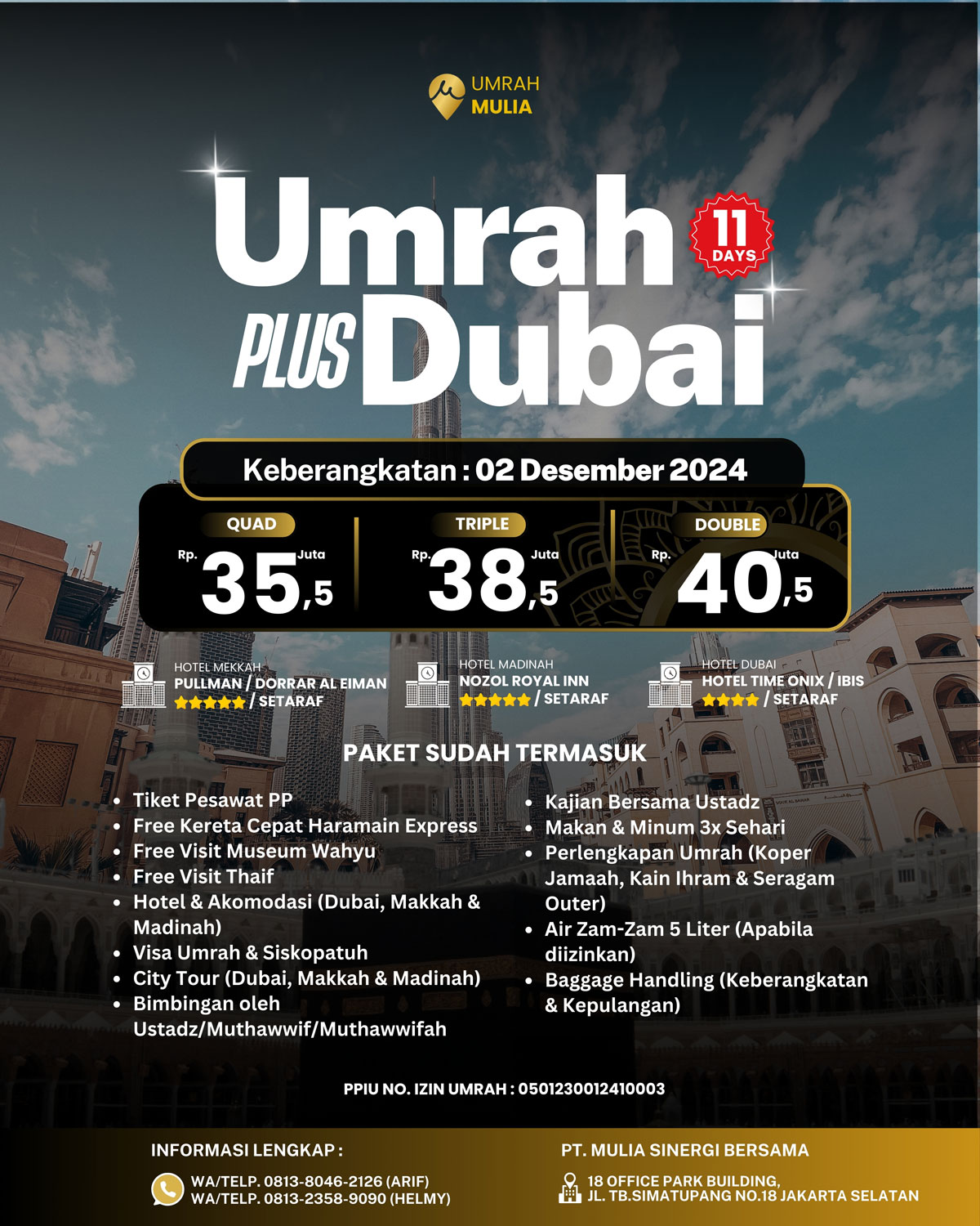UMRAH PLUS DUBAI HOLIDAY IN FEBRUARY 2025 | Umrah Mulia